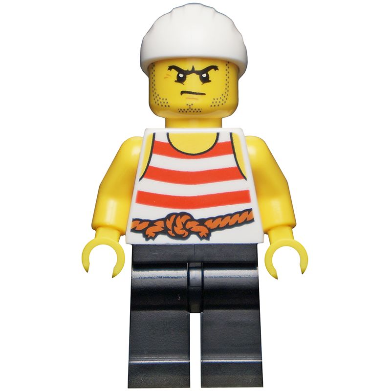 Minifigure: Pirate 8 - Red and White Stripes, Black Legs, Scowl, pi169 ...