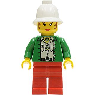 Minifigure: Miss Gail Storm / Pippin Reed - Green Open Shirt, Red Legs ...