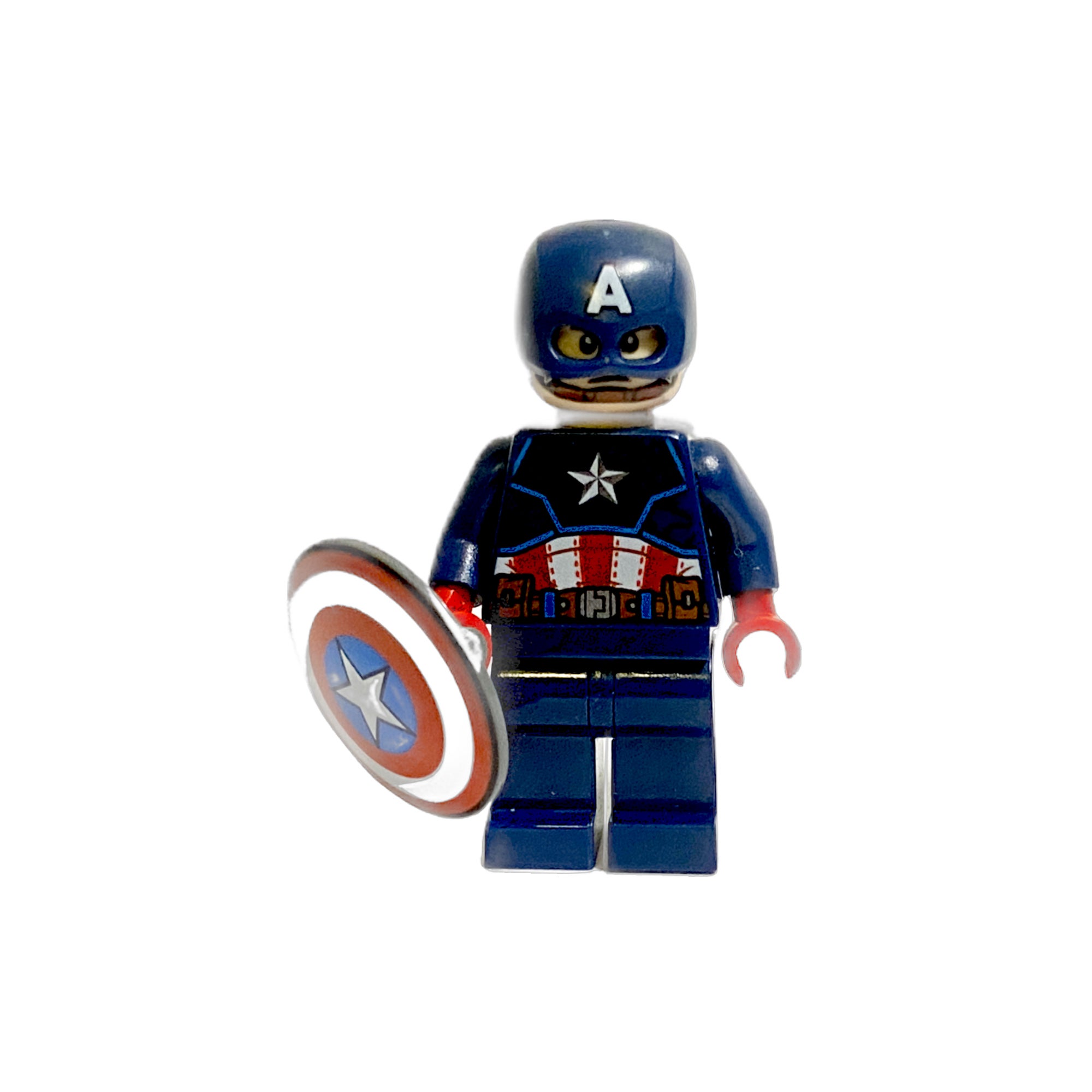 Minifigure: Captain America - Dark Blue Suit, Red Hands, Helmet, sh0686 ...
