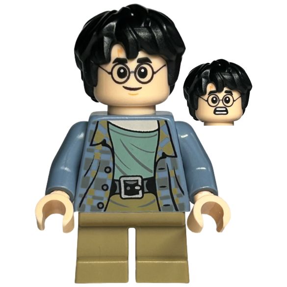 Minifigure: Harry Potter (Sand Blue Jacket, Dark Tan Short Legs, Grin ...