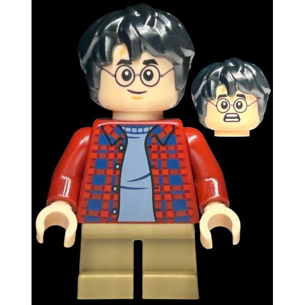 Minifigure: Harry Potter - Dark Red Plaid Flannel Shirt, Dark Tan Short ...